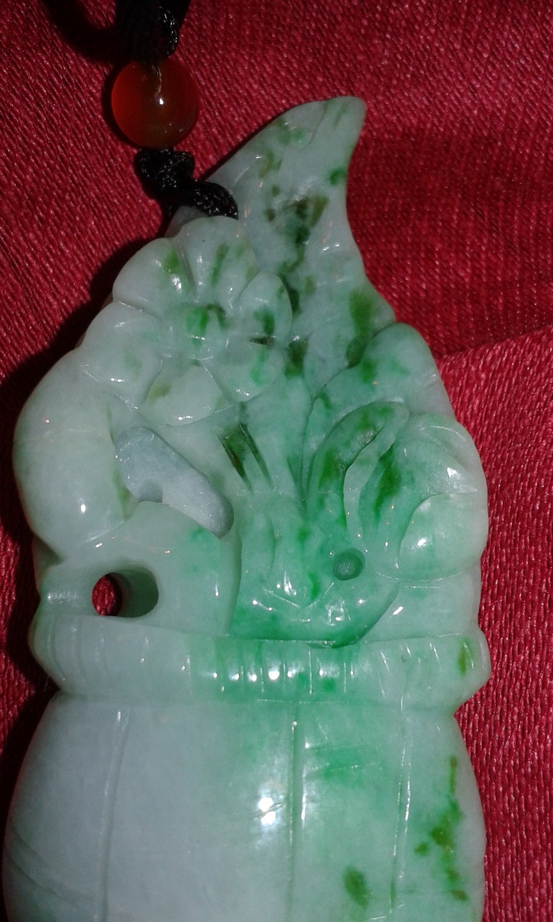 Untreated Jadeite Jade Flower Vase Pendant Carving Miniature Statue ...