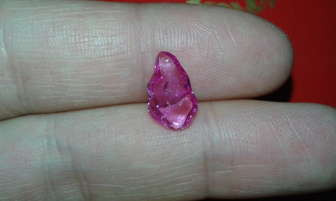 Polished Rough Pink Sapphire Organic Natural Pear Shape Gem Never Faceted Earth Mined Loose 3 ...