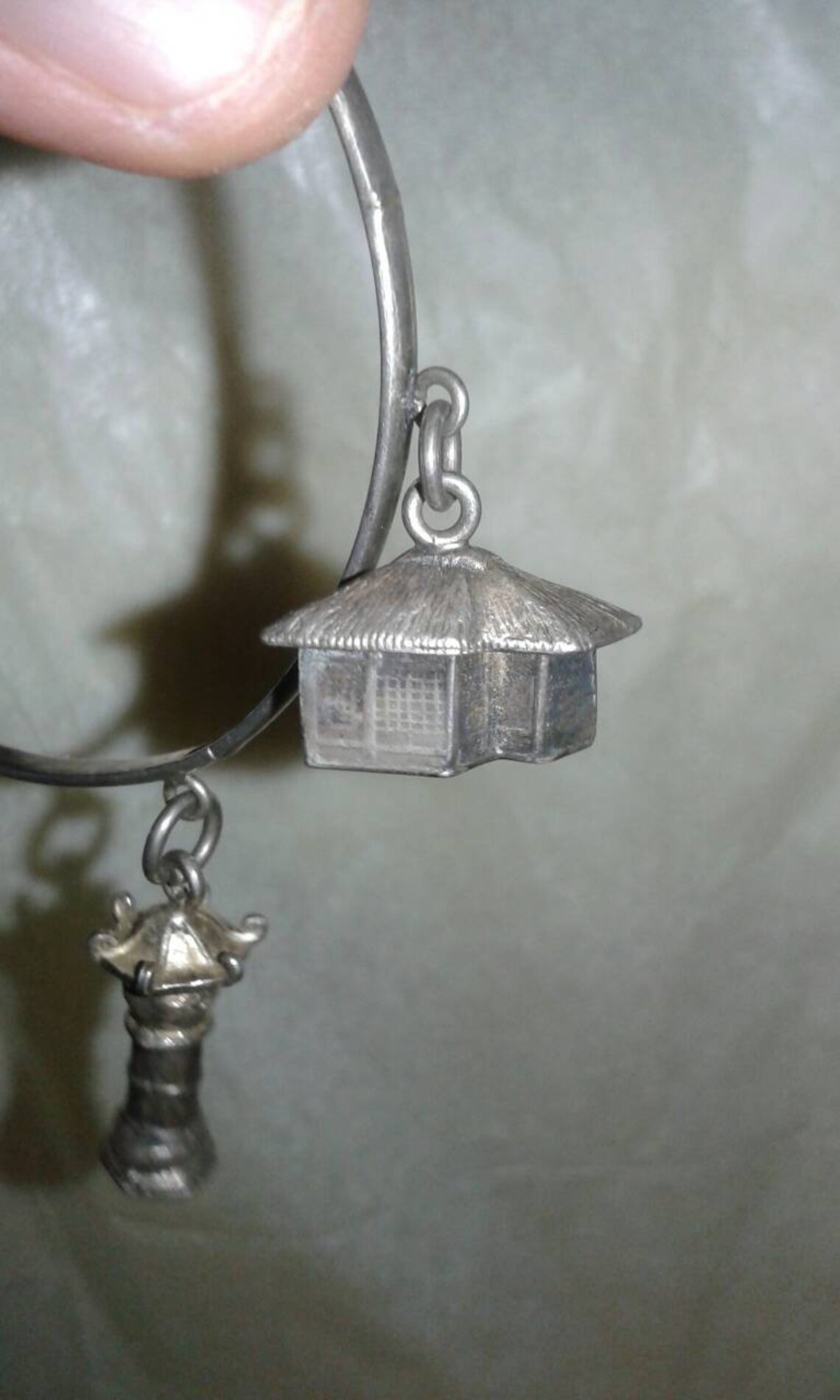 Antique Japanese Solid Sterling Silver Charm Bangle With 5 Handmade ...