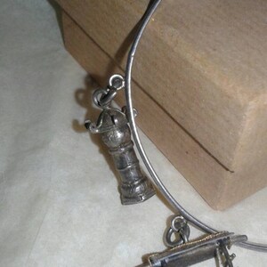 Antique Japanese Solid Sterling Silver Charm Bangle With 5 Handmade ...