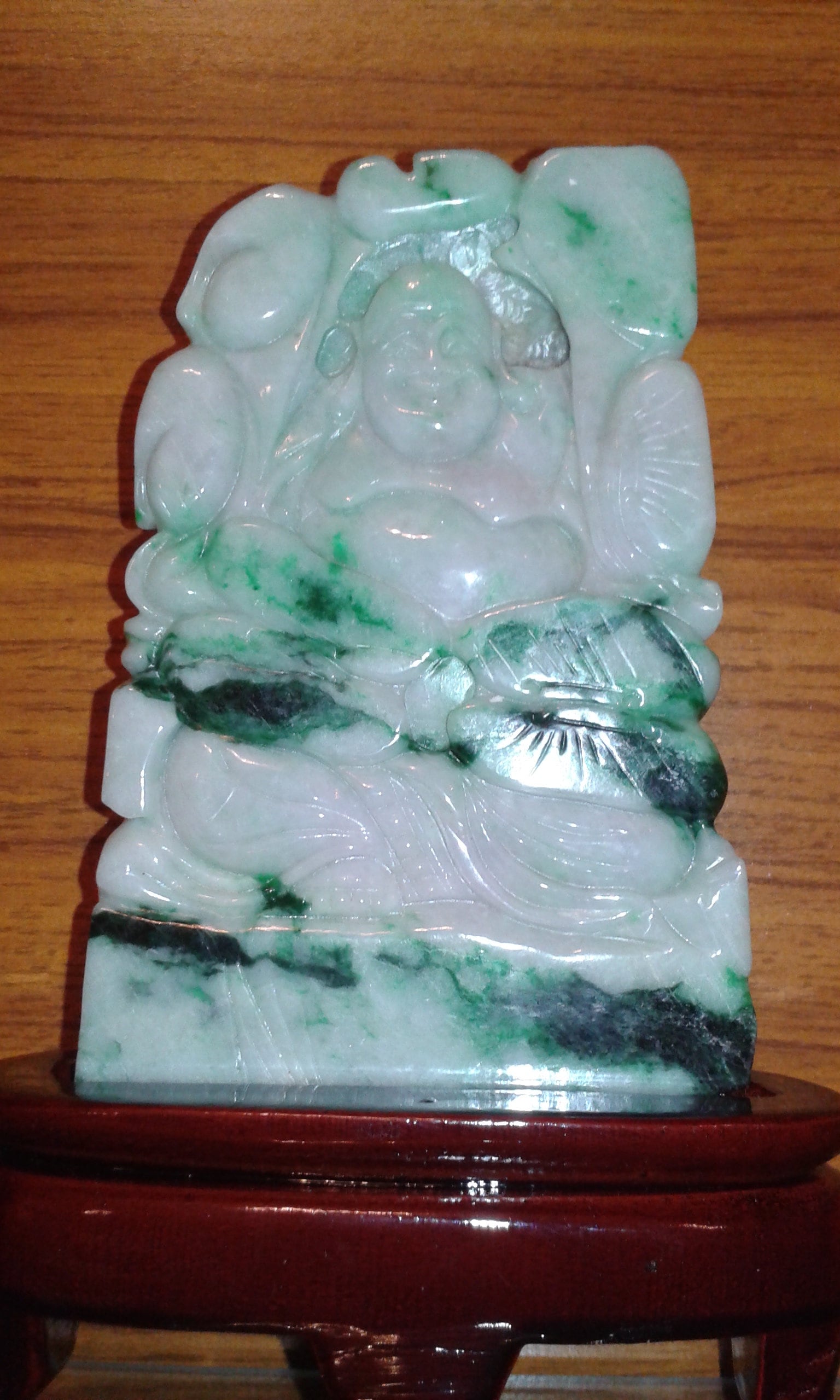 Jadeite (A) Jade Untreated Rock Buddha Handcarved Buddhist Ornamental ...