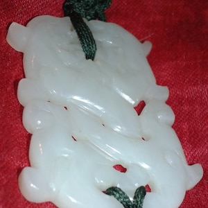 Hetian Mutton Fat White Colour Nephrite Jade Pendant With Woven Tassle ...