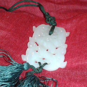 Hetian Mutton Fat White Colour Nephrite Jade Pendant With Woven Tassle ...