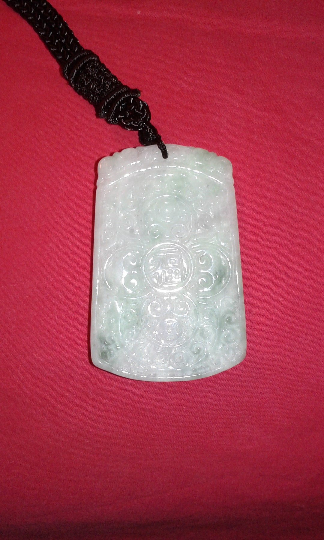 Untreated Jadeite A Jade Large Rectangular Medallion Micro Detailed ...