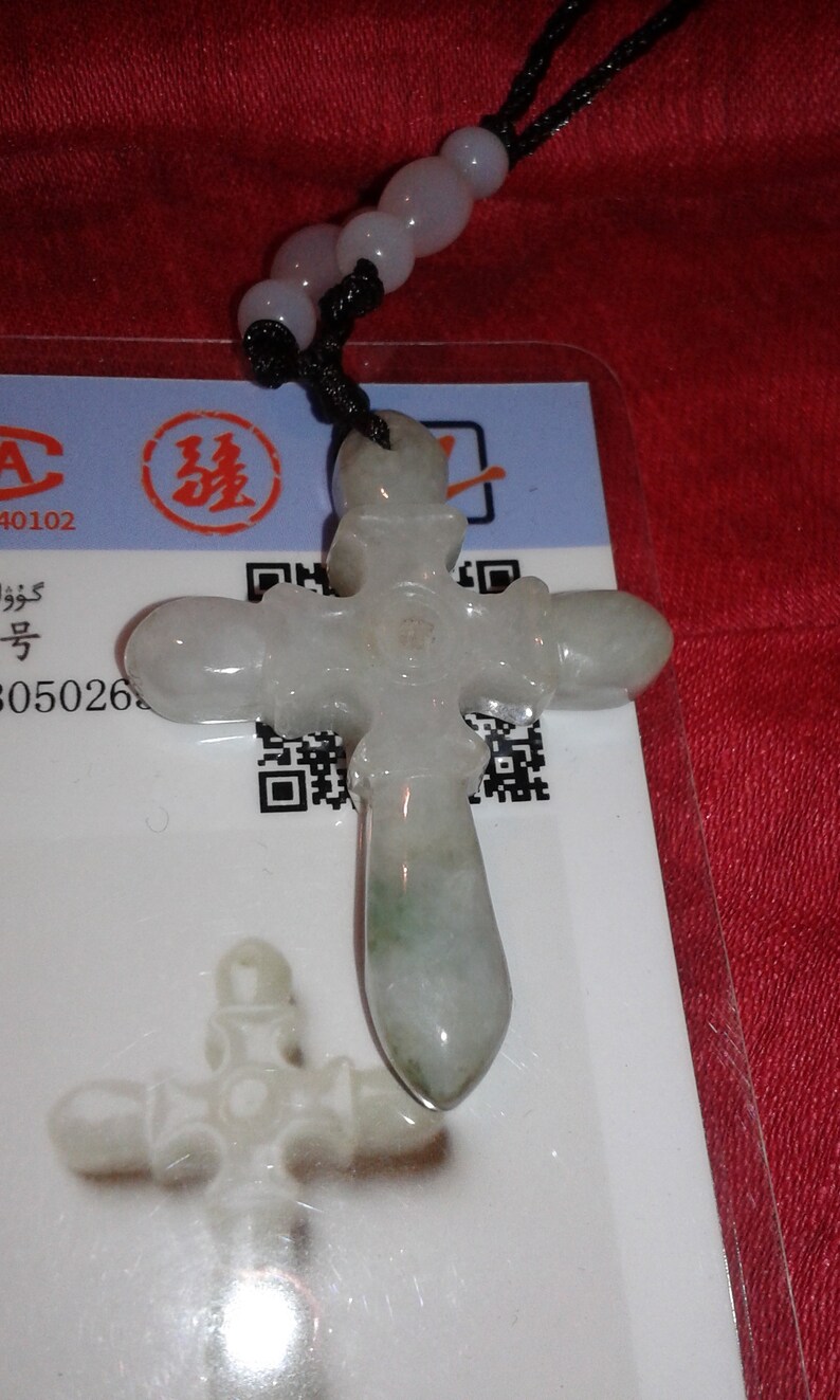 Untreated A Jadeite Jade Christian Crucifix Cross Unisex Necklace ...