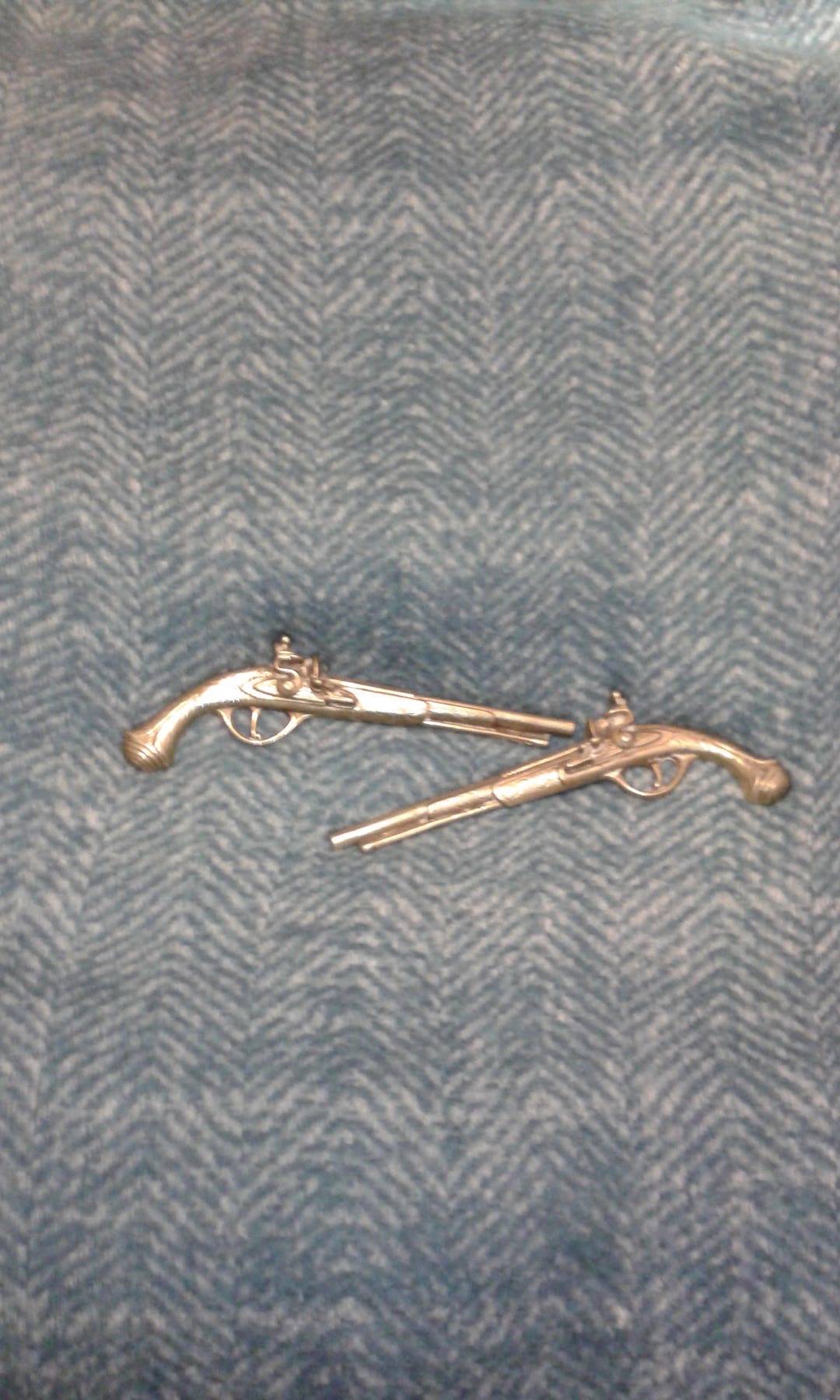 Antique Solid Brass Pair of Flintlock Pistols, Wall Mountable ...