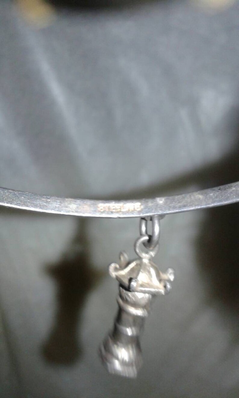 Antique Japanese Solid Sterling Silver Charm Bangle With 5 Handmade ...