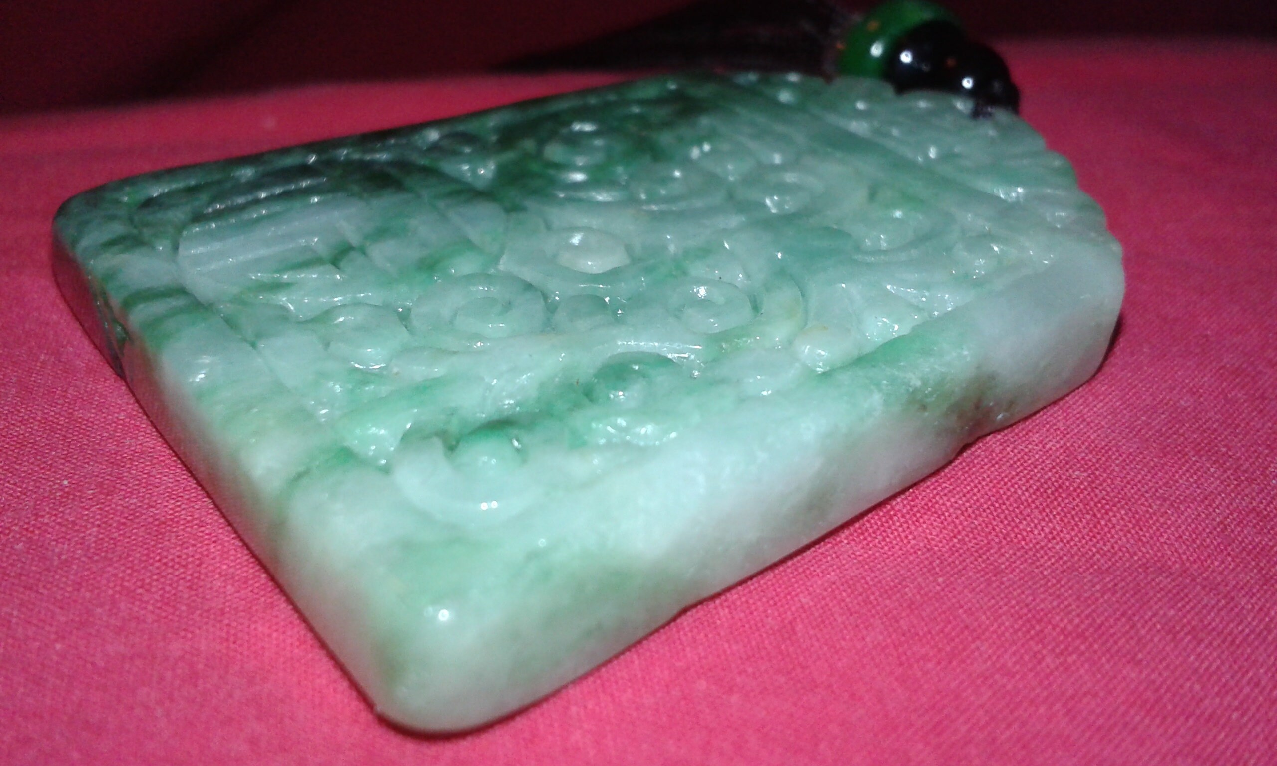 Untreated Jadeite A Jade Large Rectangular Medallion Micro Detailed ...