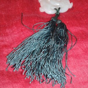 Hetian Mutton Fat White Colour Nephrite Jade Pendant With Woven Tassle ...