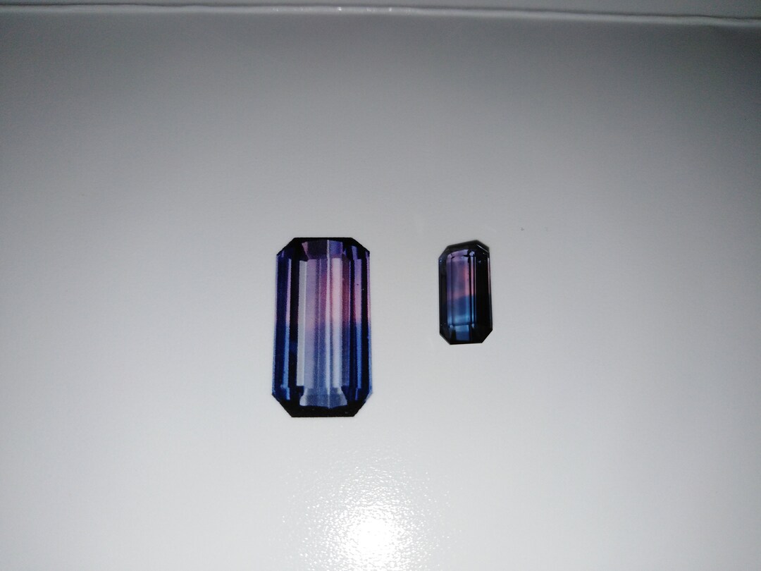 GIA Certified 1.37ct Perfect Mix Blue and Pink Untreated Bi Colour Sapphire Step Shape Faceted ...
