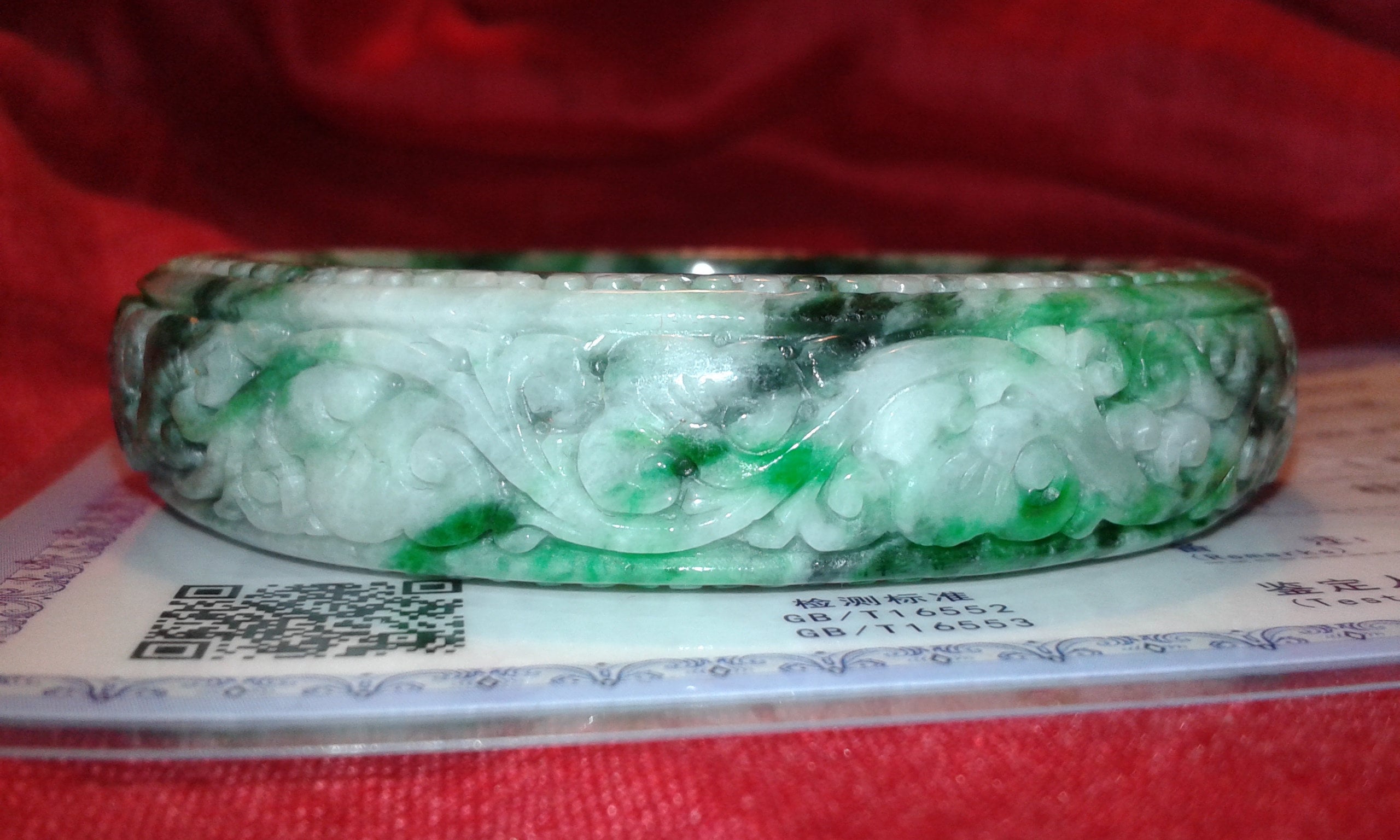 Untreated A Jadeite Jade Gemstone Bangle Carved All Around | Etsy