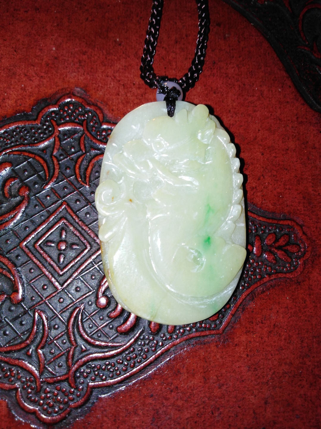 Bronze Age Styled Untreated Natural Jadeite A Grade Jade Dragon Carving ...