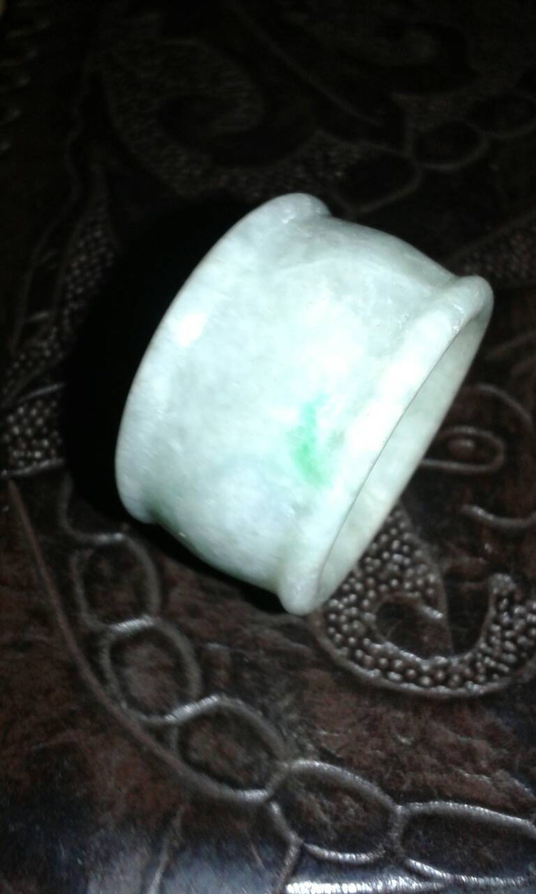 UK Size Z - Large Untreated Jadeite Jade Archers Ring Natural Earth ...