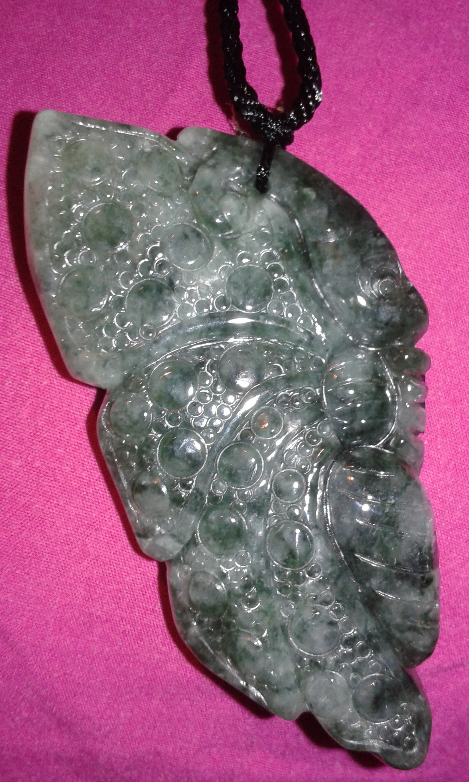 Untreated Jadeite A Jade Butterfly Carved Earth Mined Stone Pendant ...