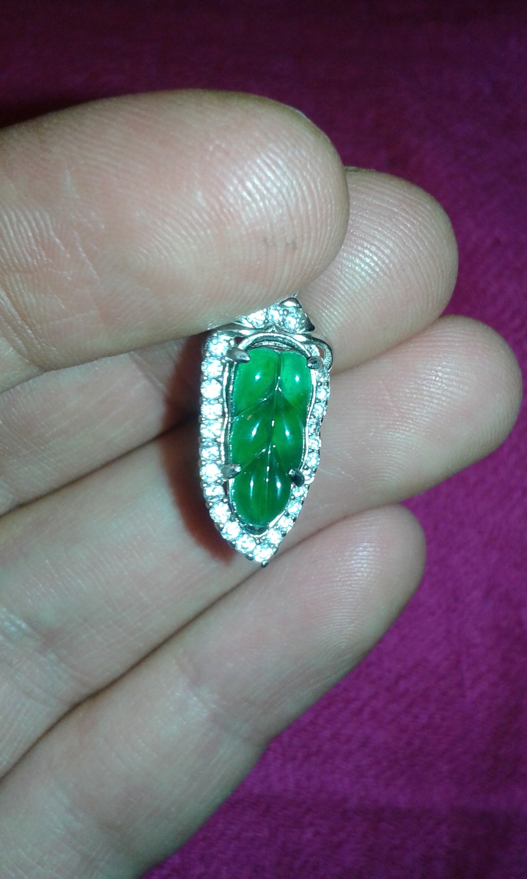 Untreated Imperial Green Jadeite A Jade, Cubic Zirconia and Solid ...
