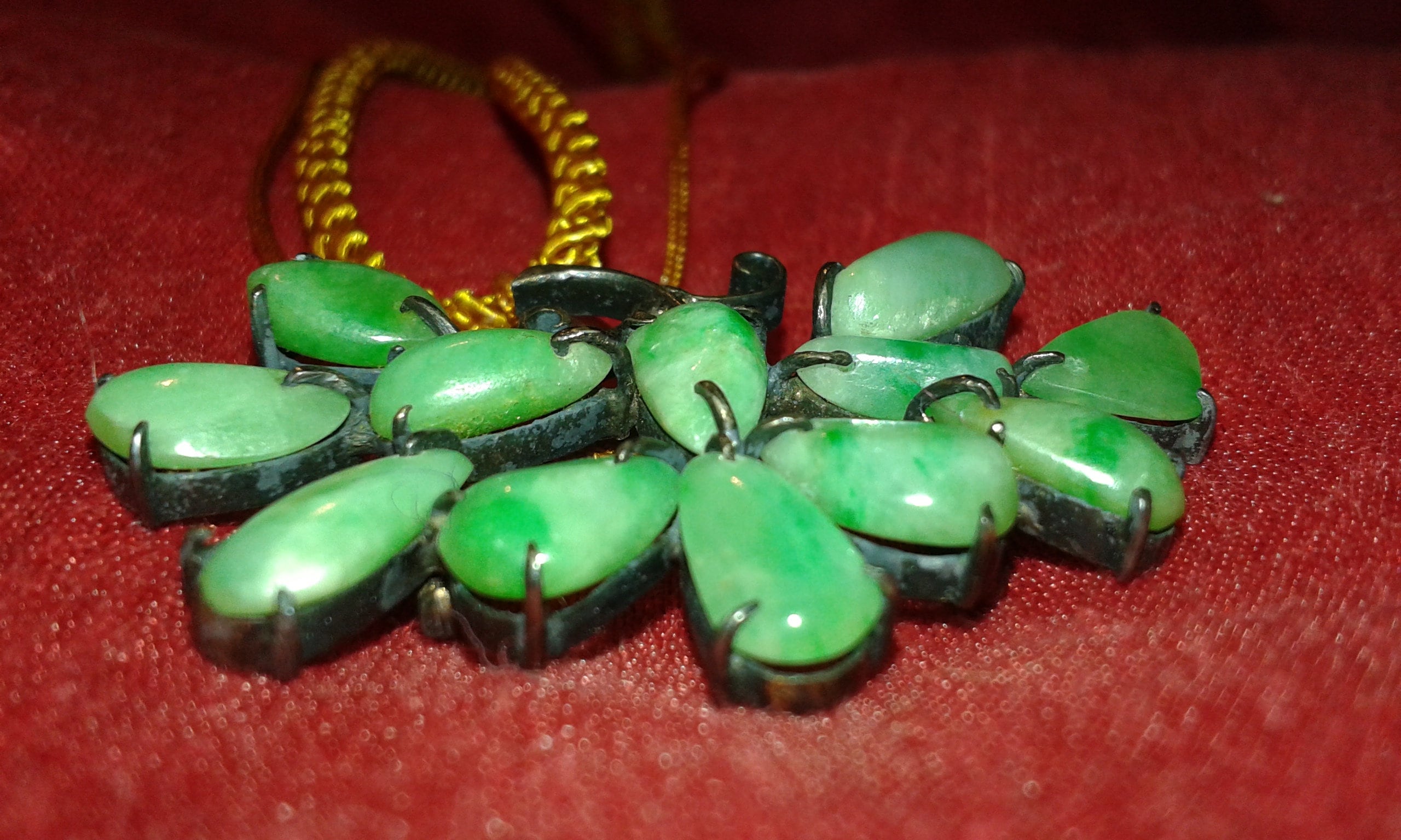 Antique Japanese Brooch Pendant Untreated A Jadeite Jade Cabochon Bunch ...
