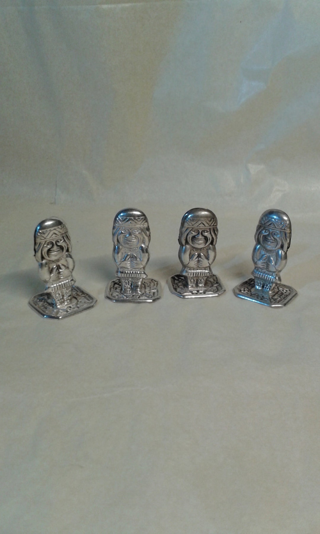 A Set of Four Solid Silver Peruvian Antique Menu / Place Card Placecard ...