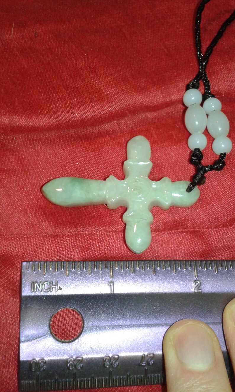 Untreated A Jadeite Jade Christian Crucifix Cross Unisex Necklace ...