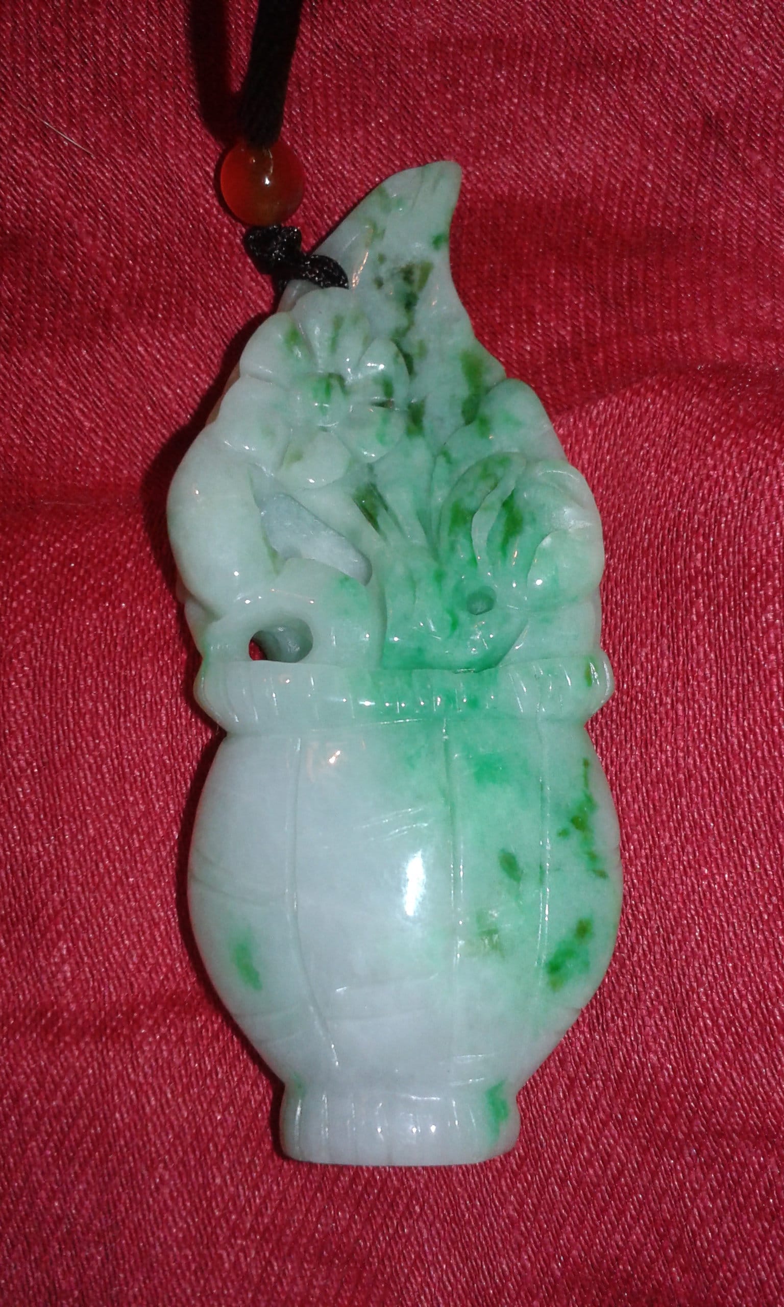 Untreated Jadeite Jade Flower Vase Pendant Carving Miniature Statue ...