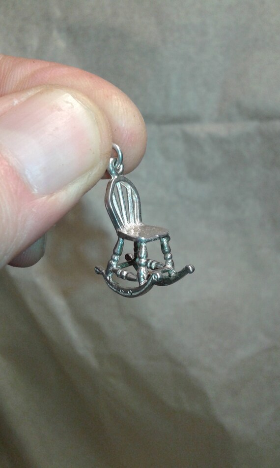 Solid sterling silver rocking chair bracelet charm , … - Gem