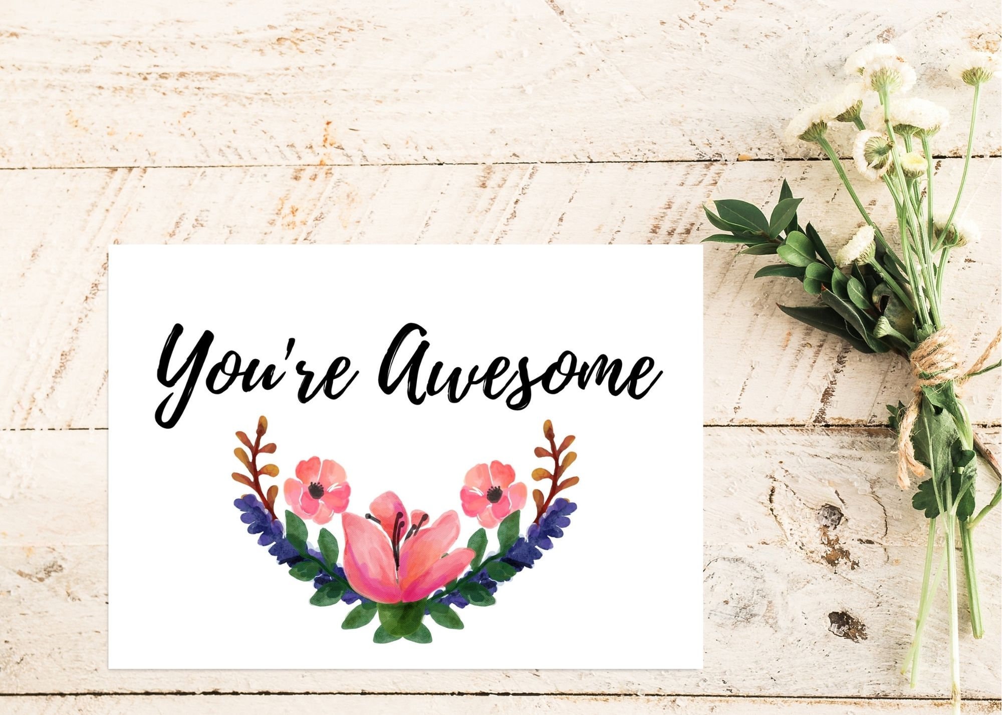 You're Awesome 5x7 Printable Greeting Card Watercolors | Etsy