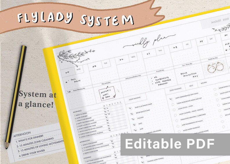 Weekly Flylady CONTROL Journal Editable Zone Cleaning Home | Etsy