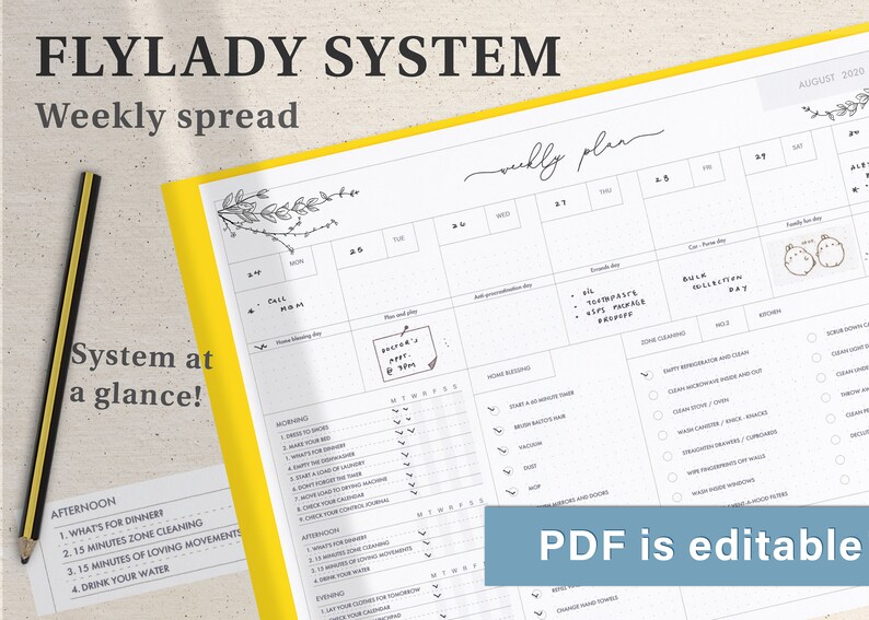 Weekly Flylady CONTROL Journal Editable Zone Cleaning Home | Etsy