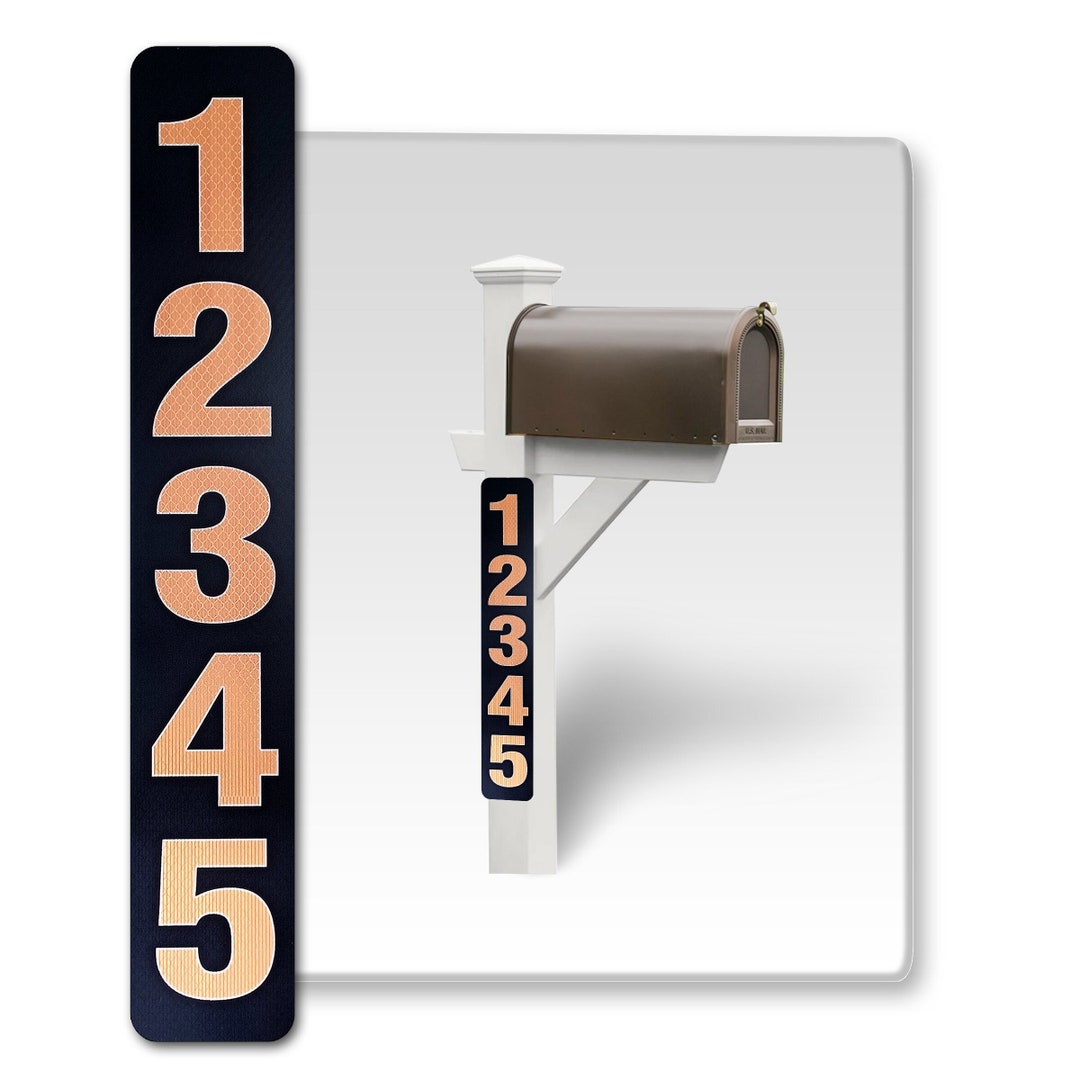 Reflective Mailbox Number Stickers: Vertical Classic Style - Pack of 2 ...