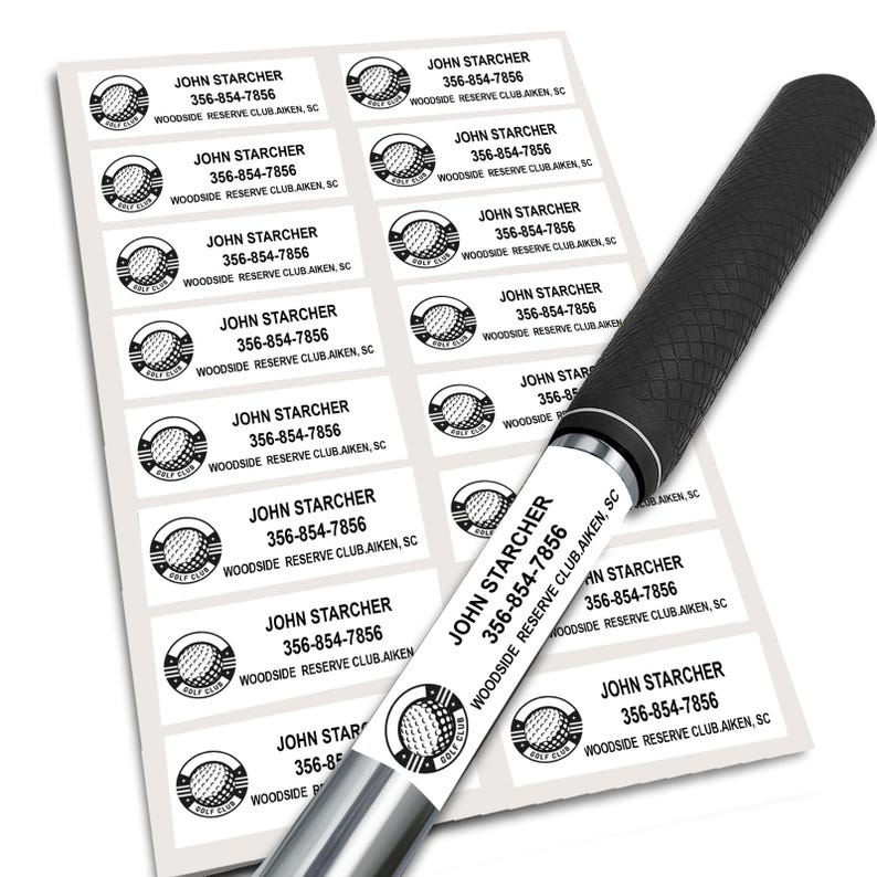 Personalized Golf Club ID Labels: Weatherproof Name Stickers (set of 32 ...
