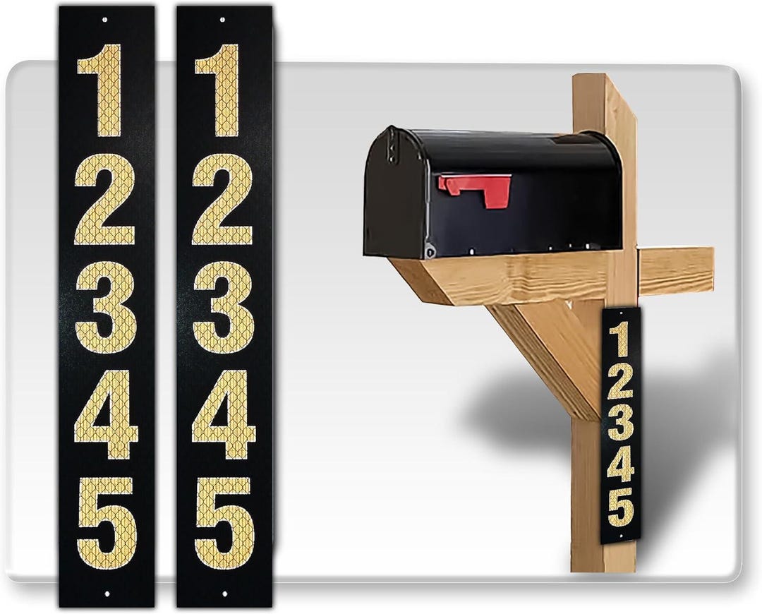 Curb-n-sign® 2 Reflective Mailbox Address Numbers Plaques, 3"x18 ...