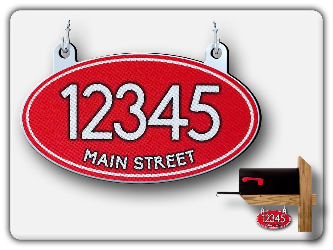 Curb-n-sign Hanging House Mailbox Address Sign, Made in USA Oval Shaped ...