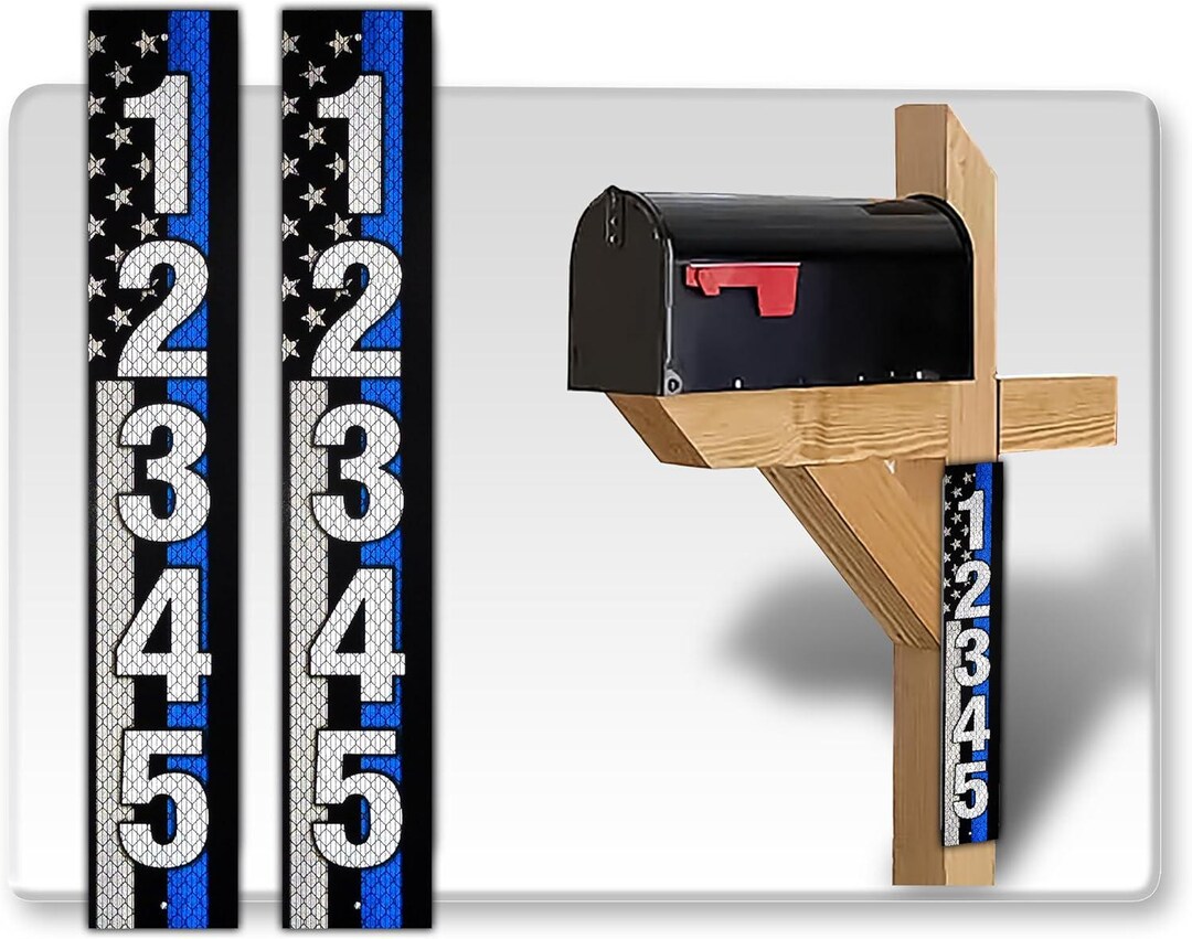 Reflective Mailbox Address Numbers: Thin Blue Line Aluminum Sign (3x18 ...