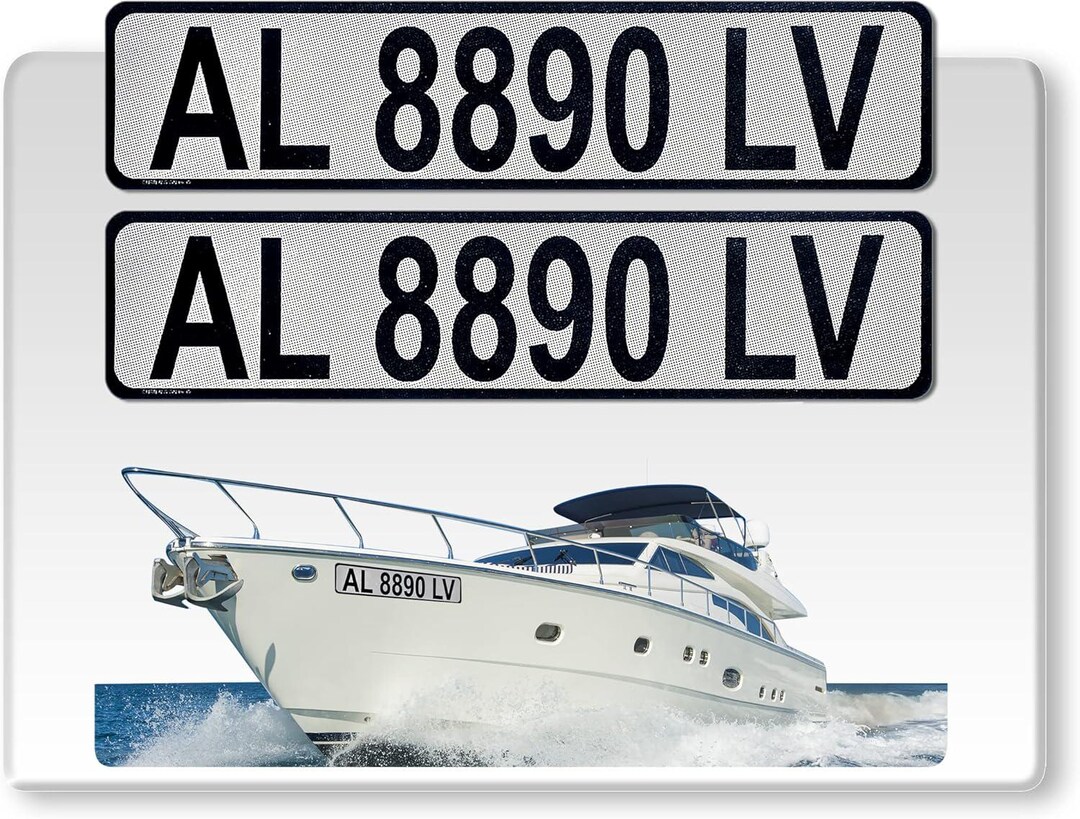 Reflective Boat Registration Number Decals: Waterproof 3M Vinyl (set of ...