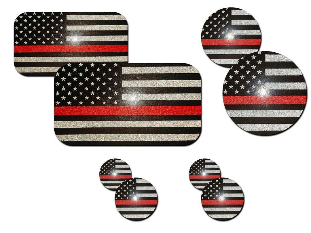 Thin Red Line Flag Decal Stickers: Reflective Vinyl Set - 8 Pcs - Etsy