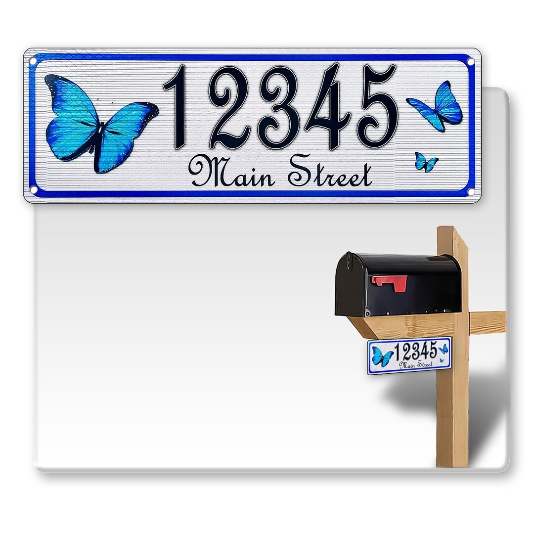 Reflective 911 Address Sign: Custom Aluminum Composite, Butterfly ...