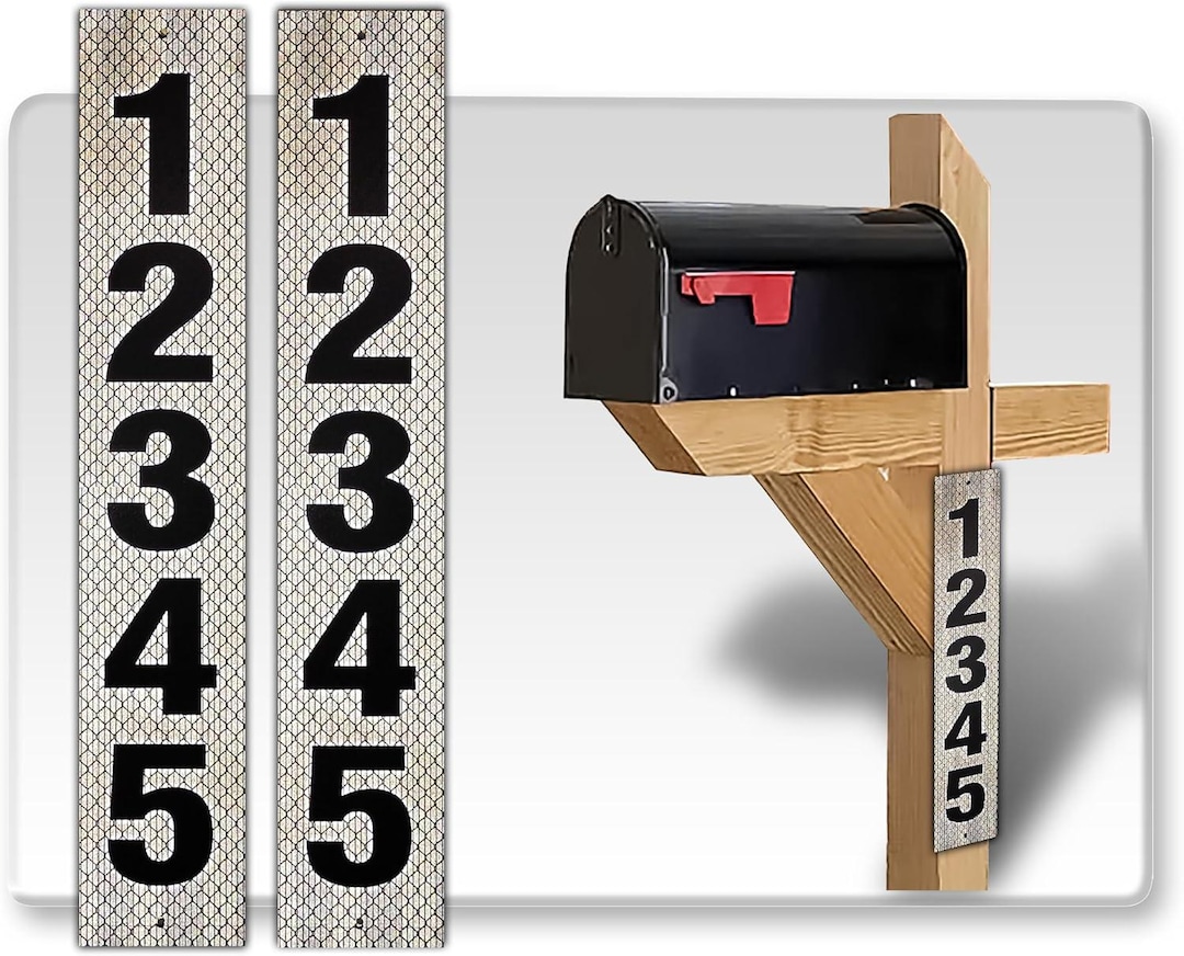 Curb-n-sign® 2 Reflective Mailbox Address Numbers Plaques, 3"x18 ...