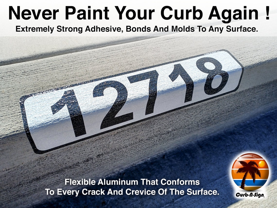 Curb-n-sign® Curb-wrap™ Custom Curb Numbers Reflective Curb - Etsy