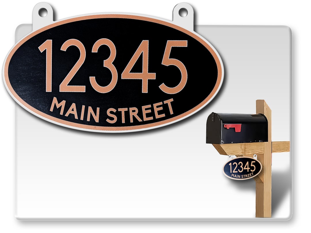 Reflective Oval House Number Sign: Hanging Aluminum Mailbox Address - Etsy
