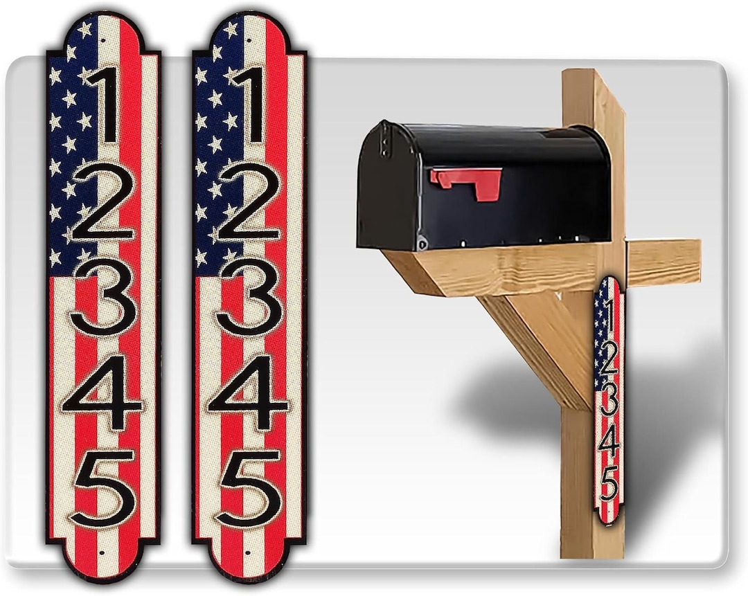 Reflective American Flag Mailbox Address Numbers: Outdoor Plaques - Etsy