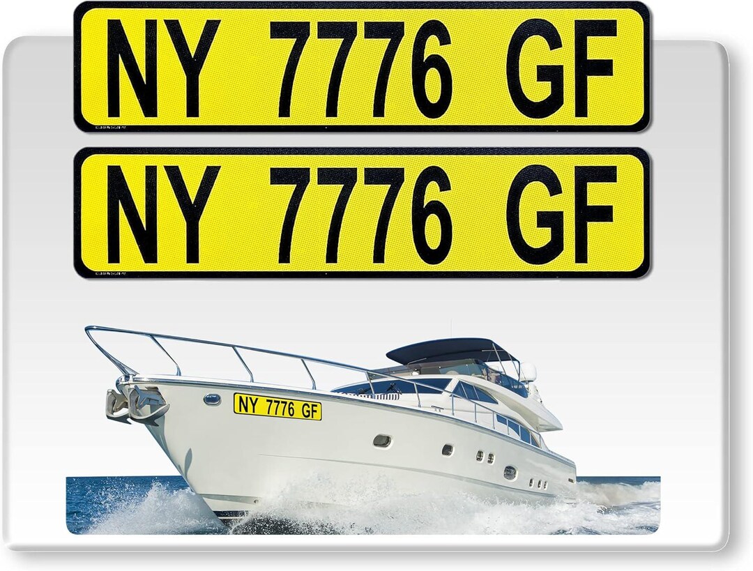 Reflective Yellow Boat Registration Number Decals: Waterproof 3M Vinyl ...