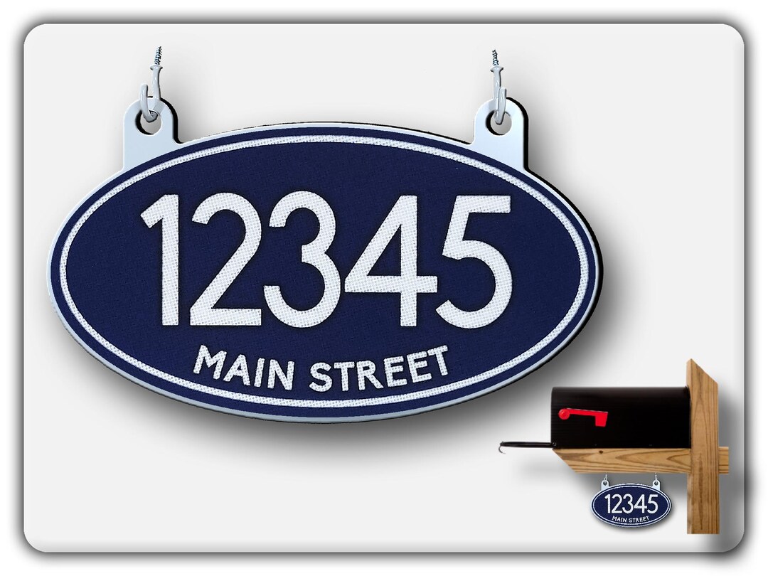 Reflective House Number Sign: Aluminum Oval Hanging Mailbox Address - Etsy