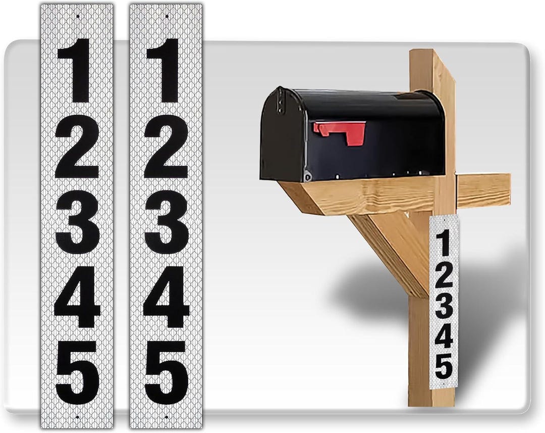 Curb-n-sign® 2 Reflective Mailbox Address Numbers Plaques, 3x18 ...