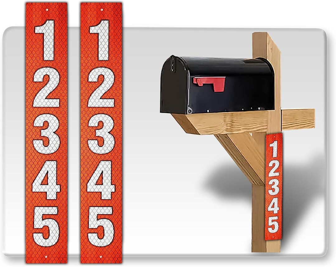 Curb-n-sign® 2 Reflective Mailbox Address Numbers Plaques, 3"x18 ...
