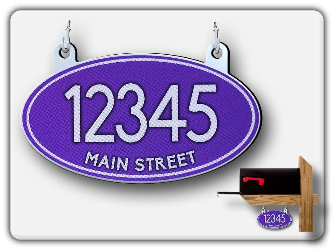 Curb-n-sign Hanging House Mailbox Address Sign, Made in USA Oval Shaped ...