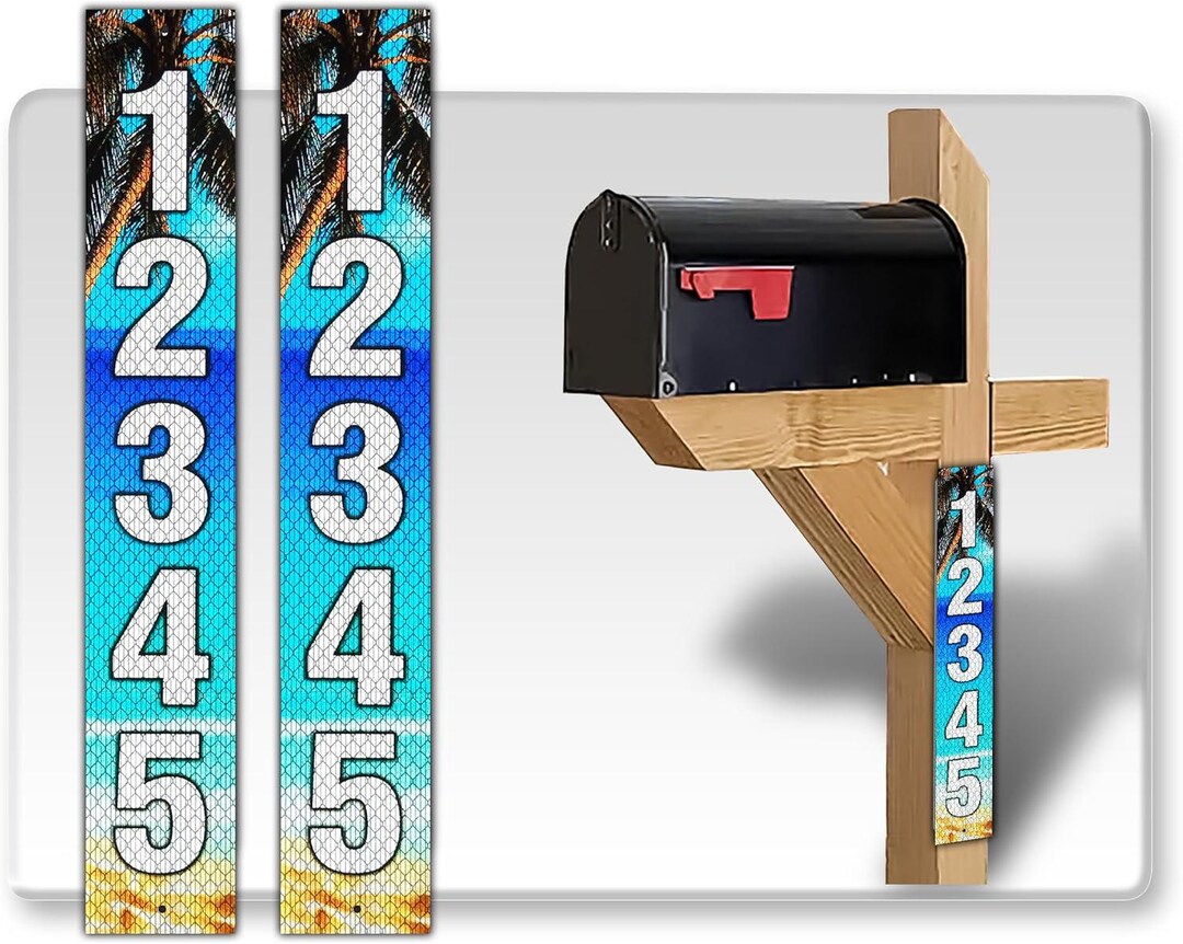 Curb-n-sign® 2 Reflective Mailbox Address Numbers Plaques, 3"x18 ...