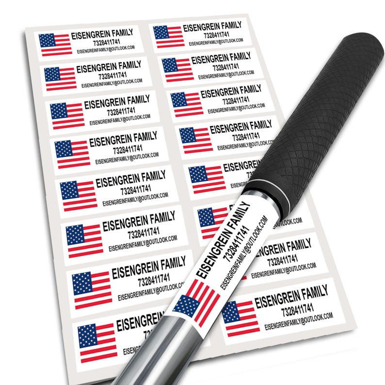 Personalized Golf Club ID Labels: Weatherproof Name Stickers (set of 32 ...