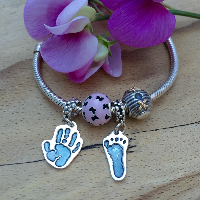 Silver Baby Handprint Charm Bead, Dangle Charm, Pandora Fit Silver ...