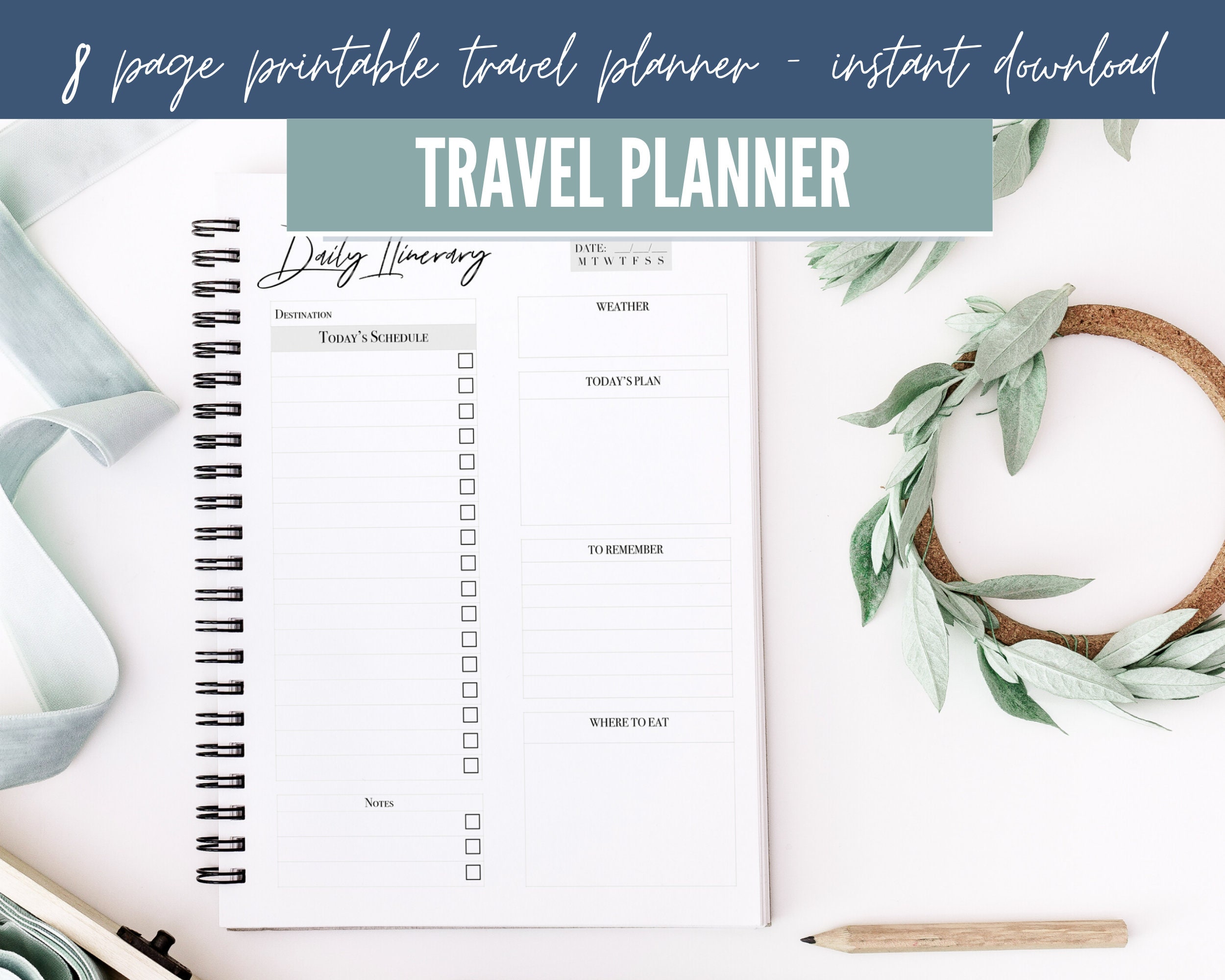 Travel Planner Printable Vacation Planner Kit Trip Planner Holiday ...