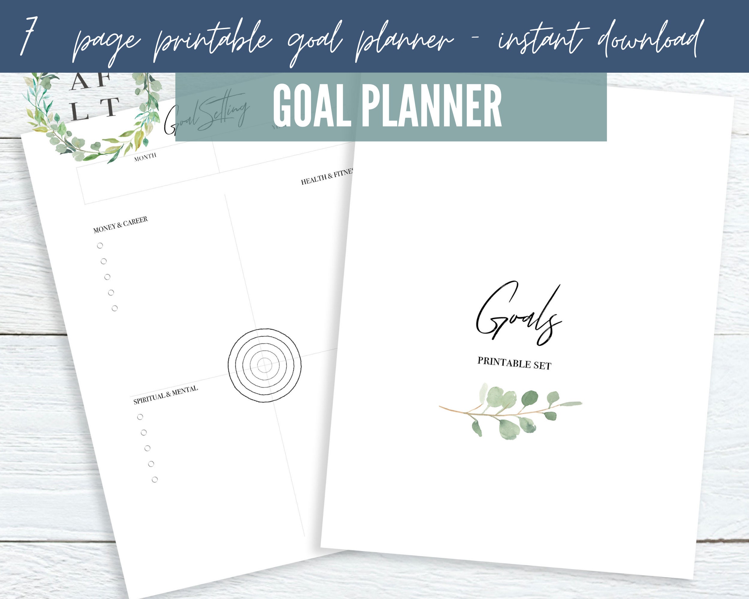 Planner Pages System planner Goal Worksheet Planner Insert Vision Goal ...
