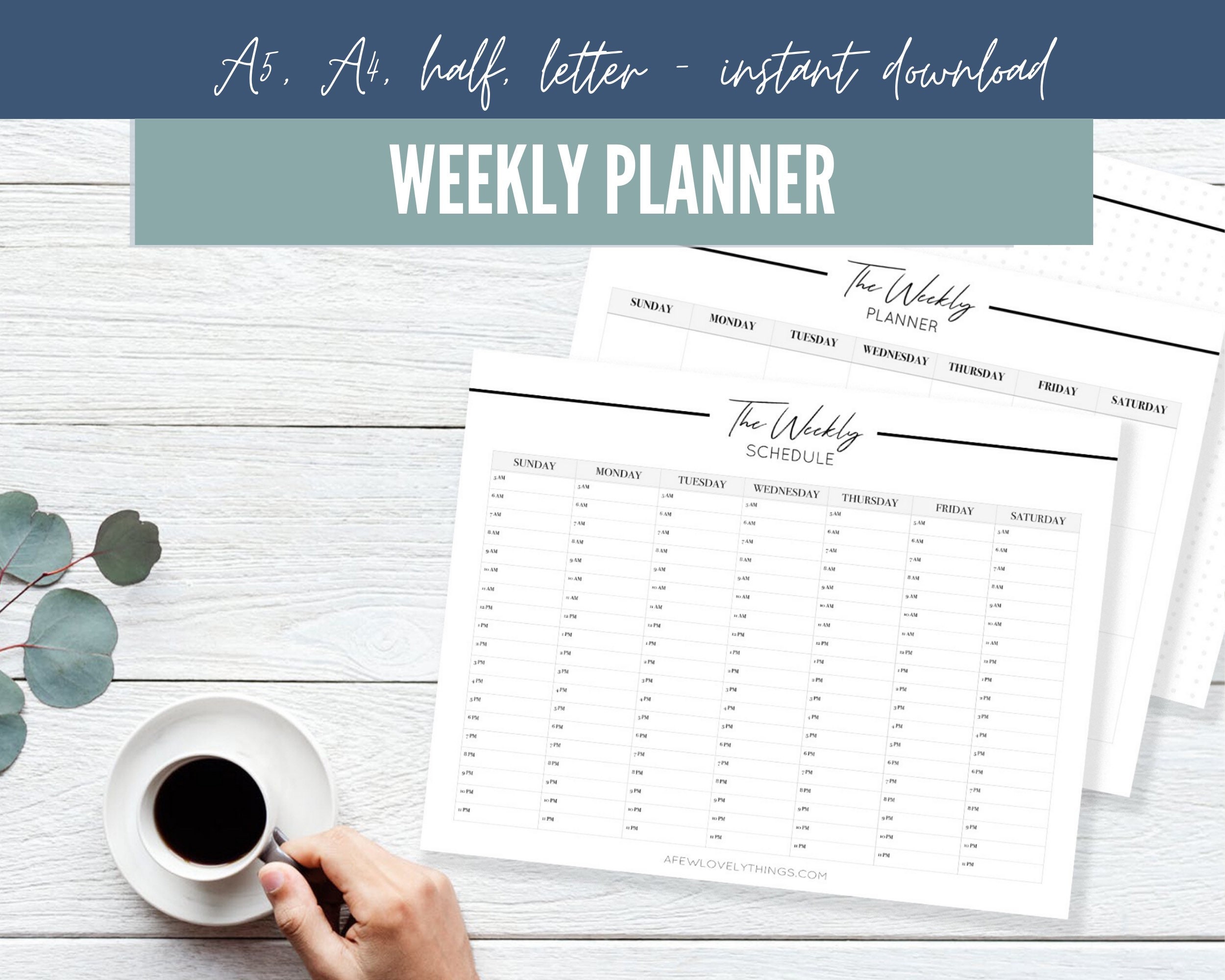 Weekly Planner Printable, Weekly Planner Kit, Printable Planner Inserts ...